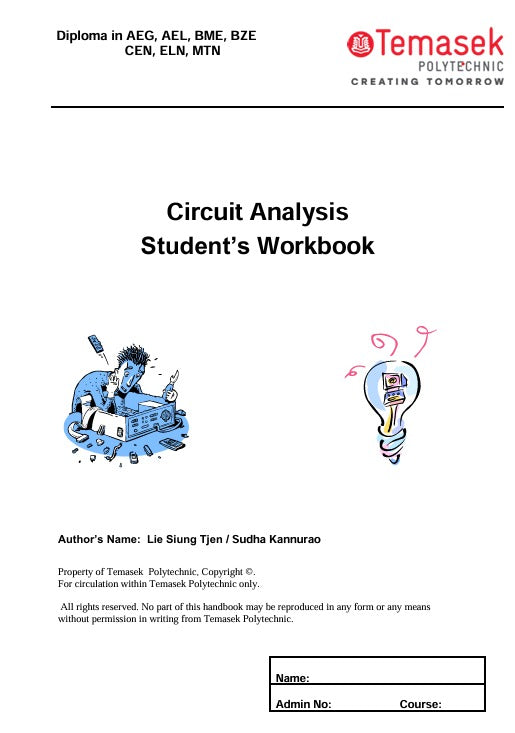 Circuit Analysis Student's Workbook – Seng City E-Store